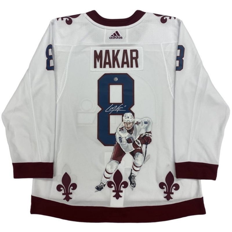 1/1 Cale MAKAR Signed Colorado Avalanche HAND PAINTED Pro Reverse Retro ...